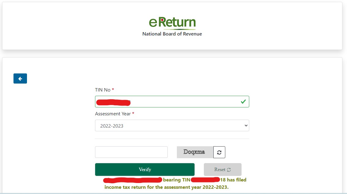 Explaining Tax Return Verification for PSR checking purposes